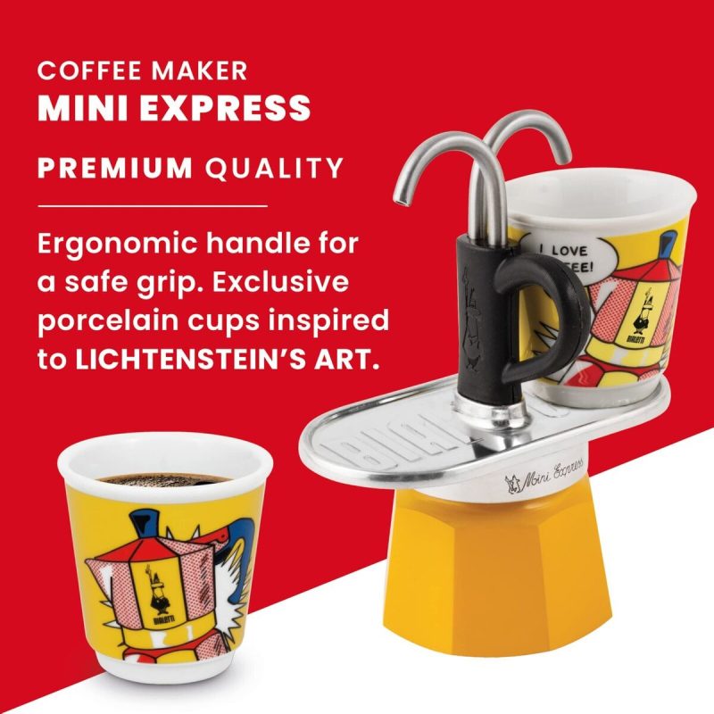 Bialetti Mini Express 2 Cup Lichtenstein Edition + 2 Cups - Tokar